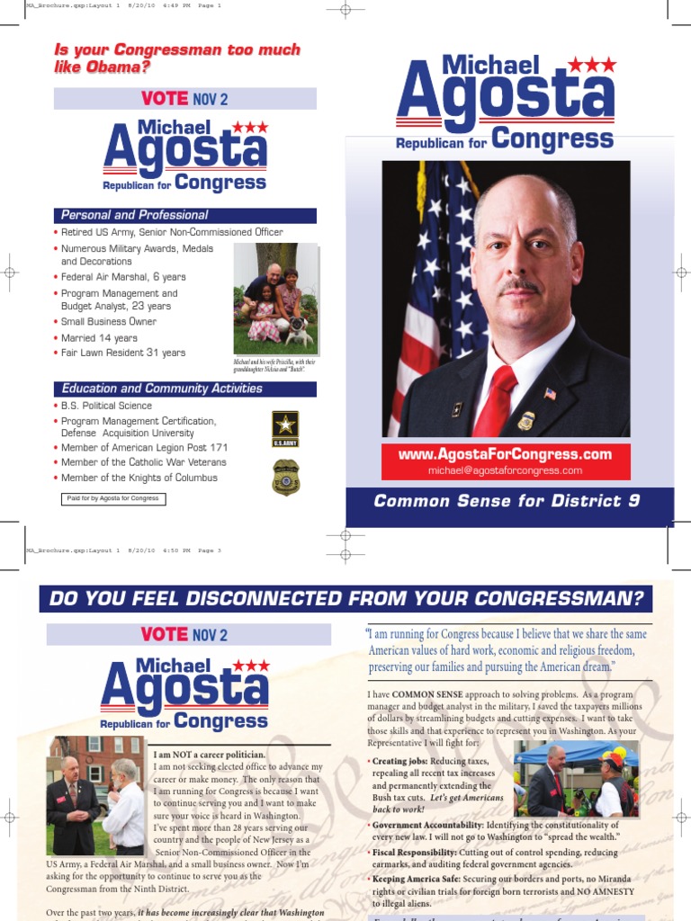 Michael Agosta Brochure | PDF | United States Congress | American ...
