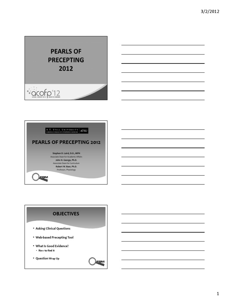 Pearls For Precepting - Handout | PDF | Hormone Replacement Therapy ...