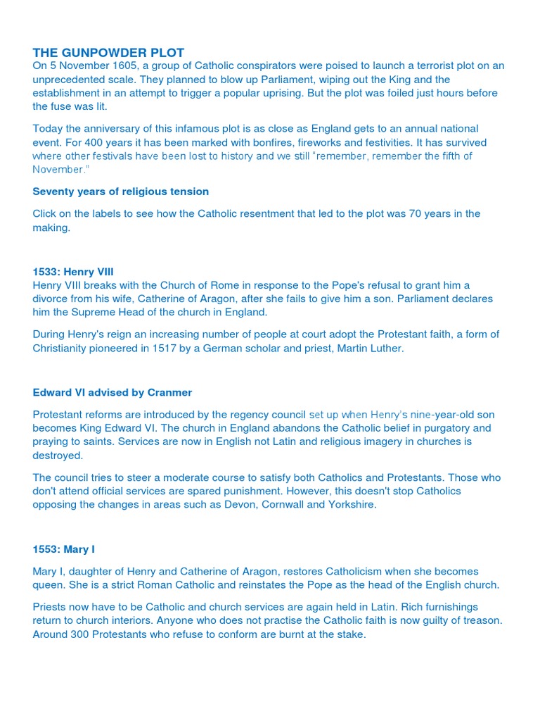 The Gunpowder Plot (Text BBC) | PDF | Elizabeth I Of England ...