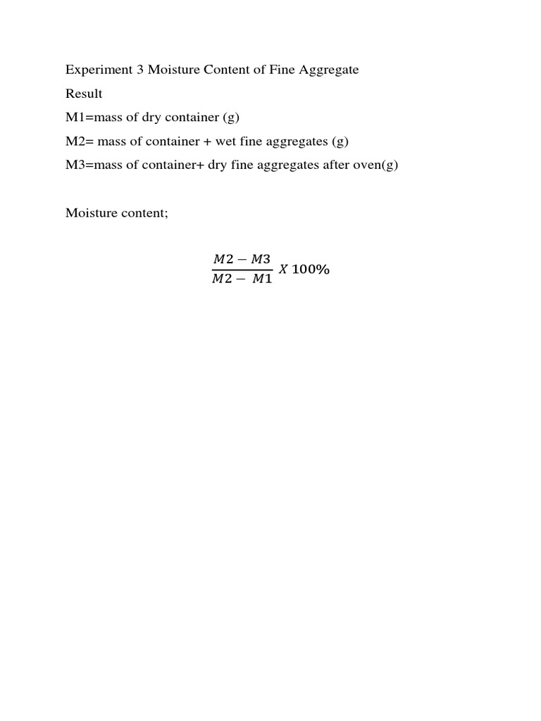 Experiment 3 Moisture Content | PDF | Science & Mathematics