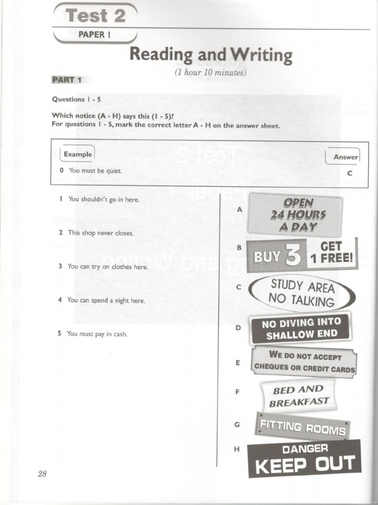 KET Express Publishing TEST 2 Reading & Writing | PDF