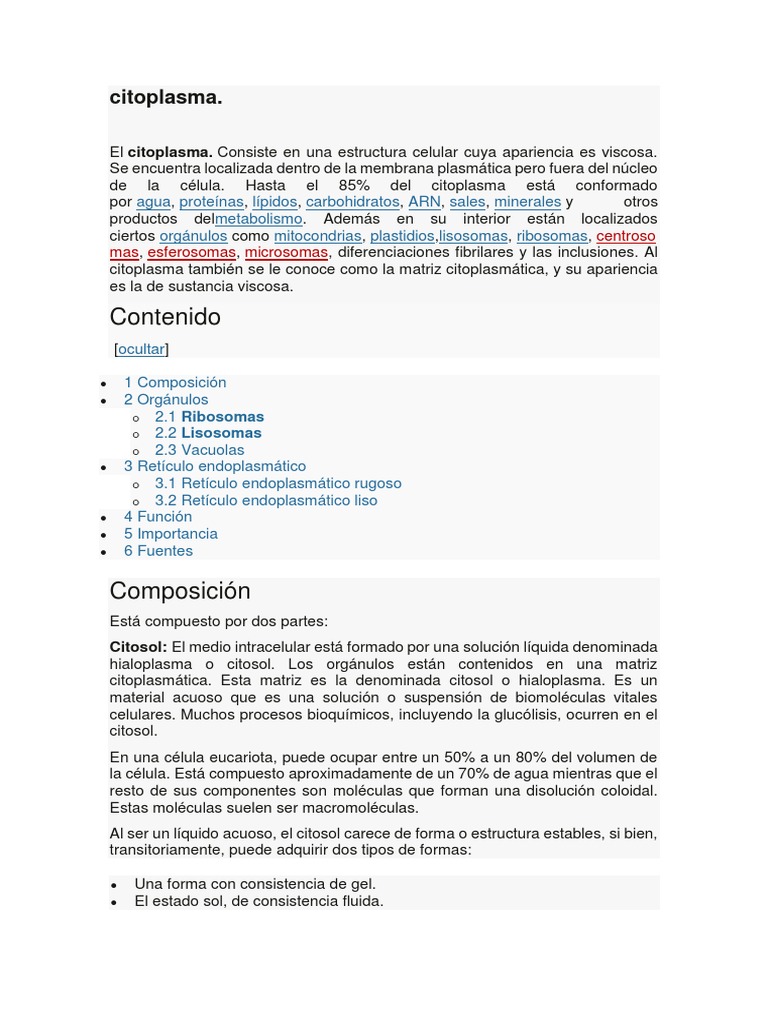 Cito Plasma | PDF | Citoplasma | Retículo endoplásmico