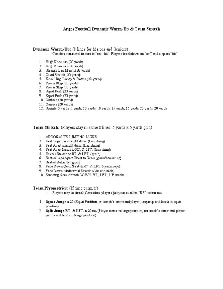Dynamic Warm Up | PDF | Sports & Recreation