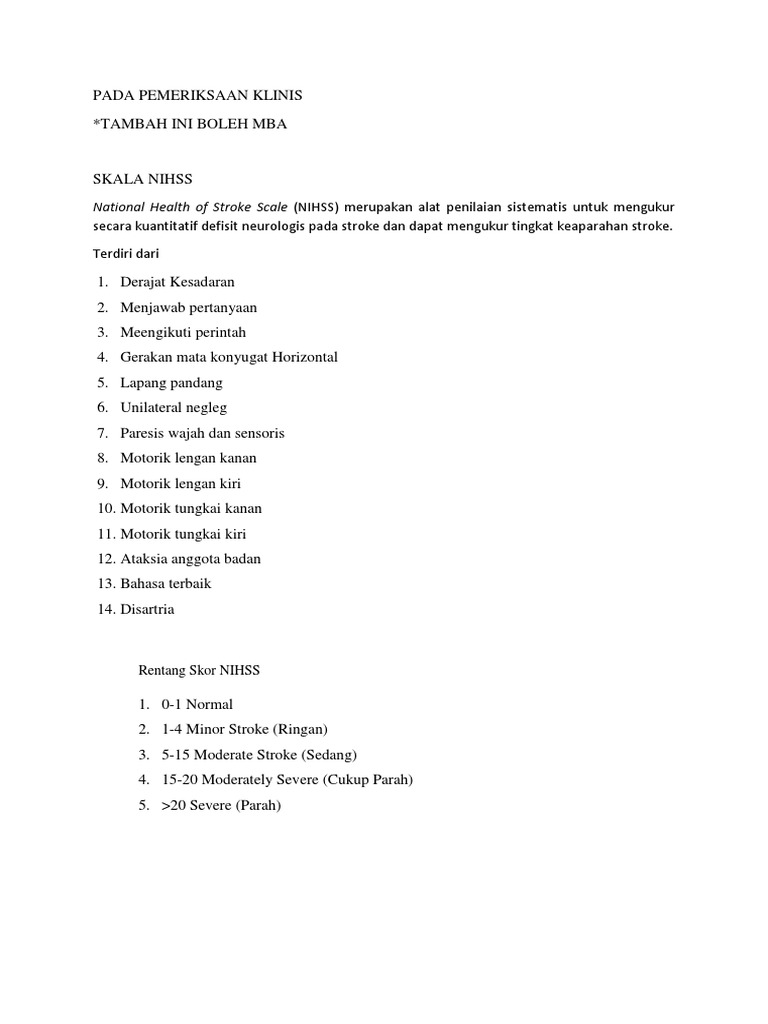 Skala Nihss | PDF