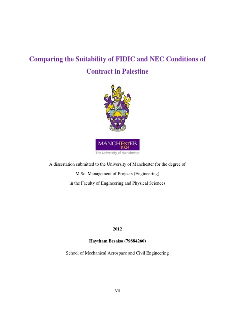 Comparing The Suitability Of Fidic And Nec Conditions Of Contract In