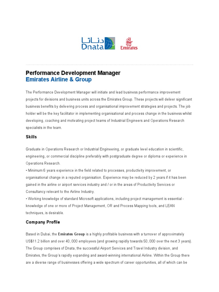 Performance Development at Emirates Group | PDF | Emirates (Airline ...
