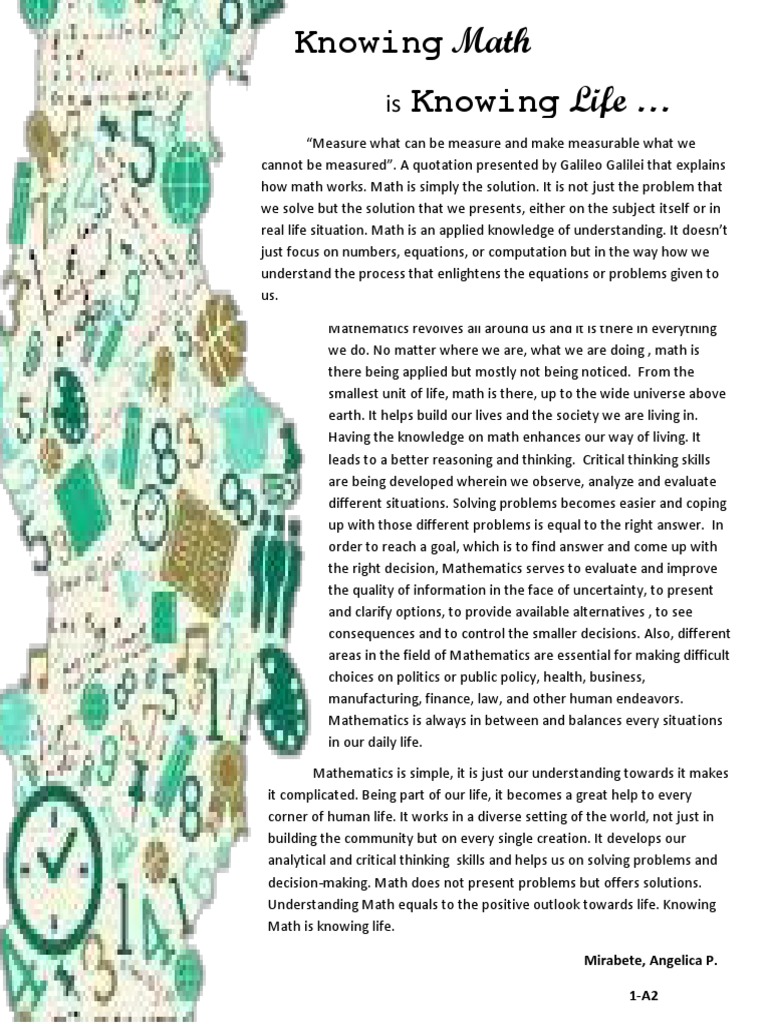 Knowing Math is Knowing Life: How Mathematics Shapes Our Understanding ...