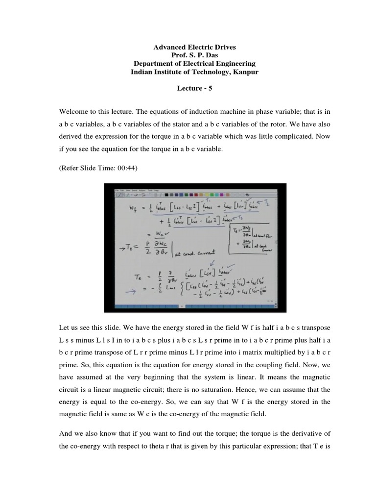 Modeling Induction Machines in Rotating Reference Frames: Derivation of ...