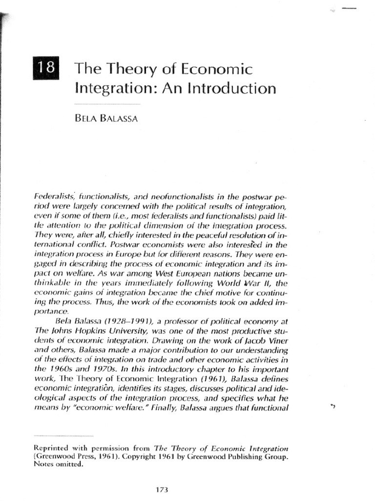 The Theory of Economic Integration. An Introduction (Bela Balassa).pdf ...