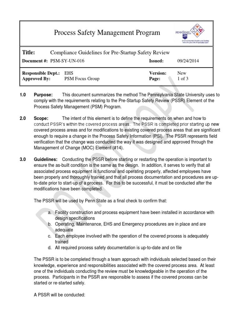 13 - Pre-Startup Safety Review Web | PDF | Safety | Business