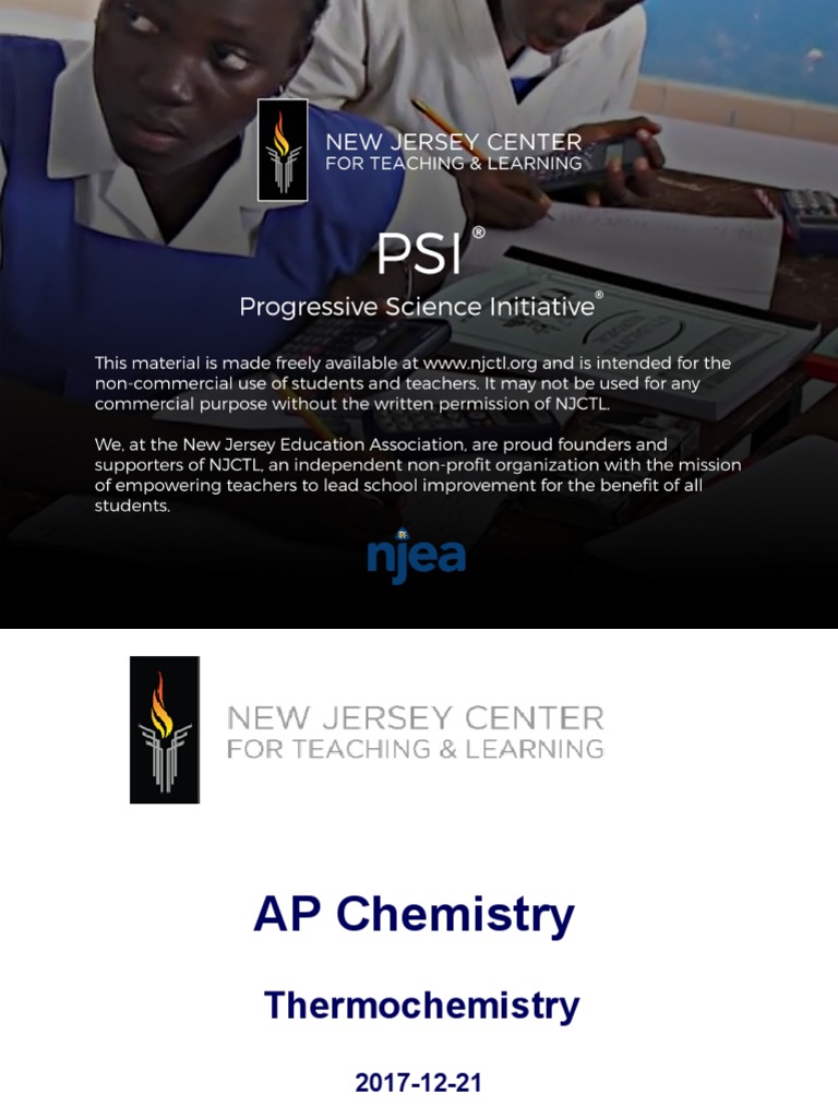 AP-chem Thermochemistry 2018-01-08 | PDF | Enthalpy | Calorie