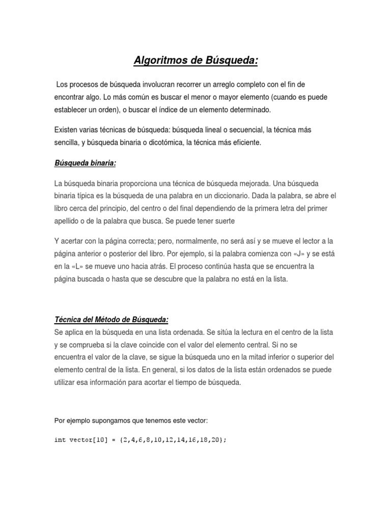 Algoritmos de Búsqueda | PDF | Algoritmos | Estructura de datos de matriz