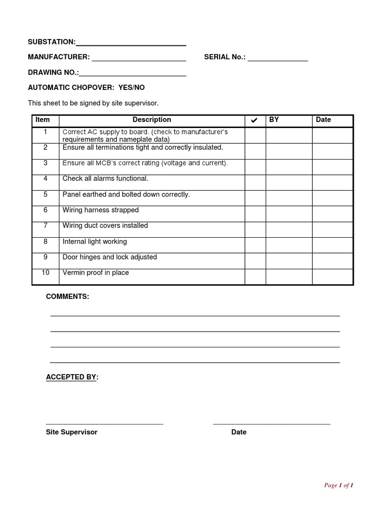 Lvac Check List | PDF