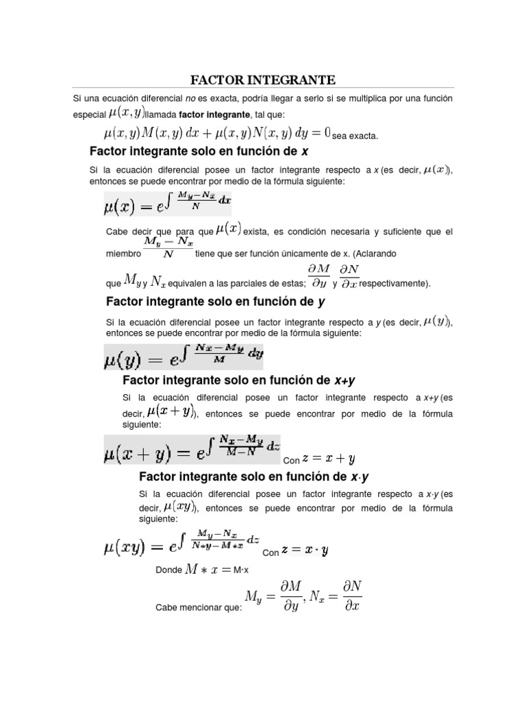 Factor Integrante | PDF