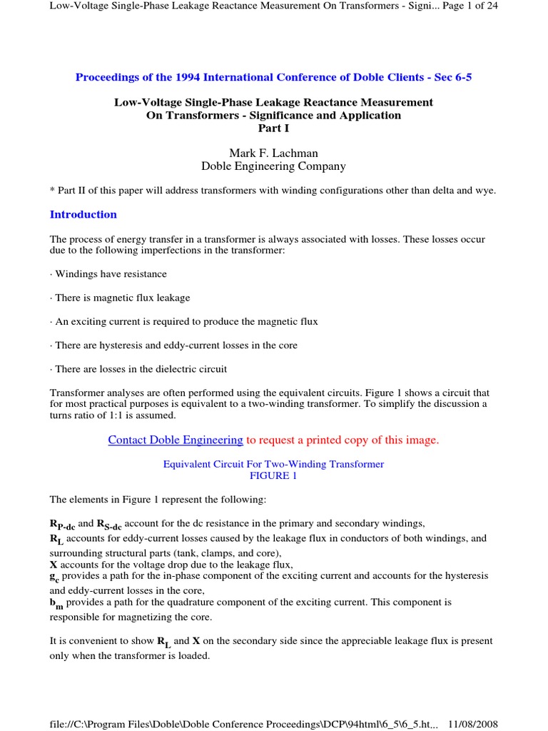 Leakage Reactance - Paper | PDF | Transformer | Electrical Impedance