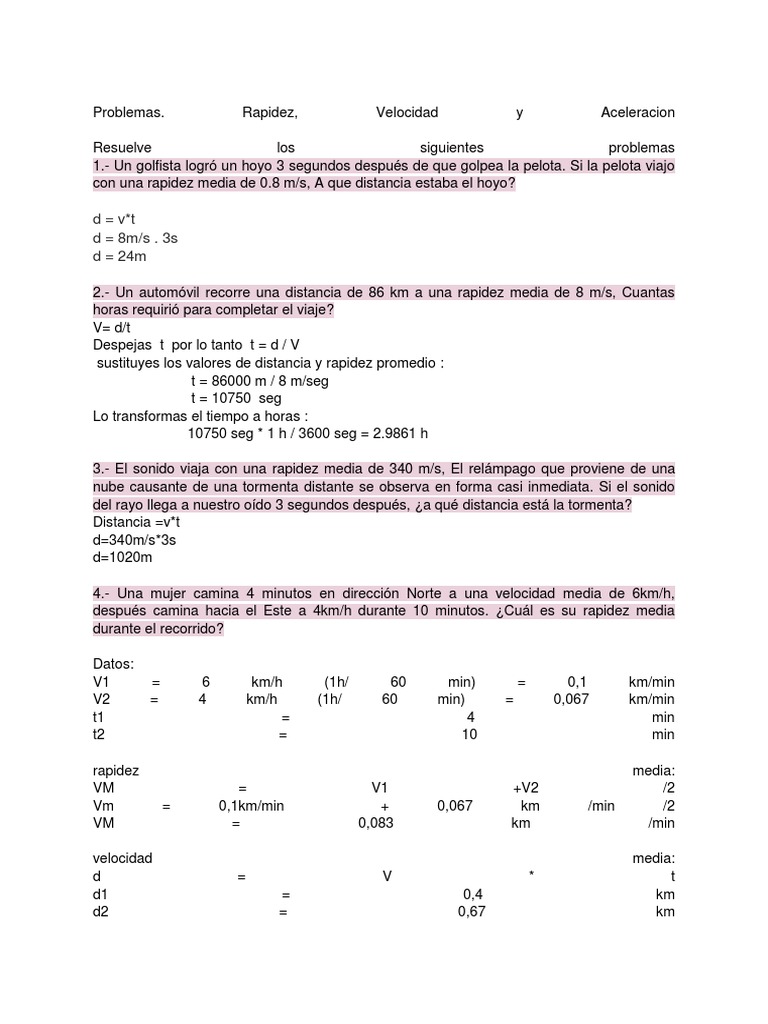 Problemas Rapidez, Velocidad y Aceleración | PDF | Velocidad | Filosofía natural