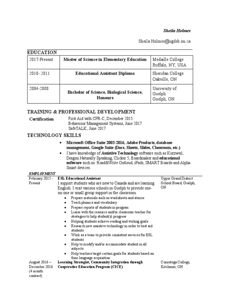 Sheila Holmes Resume | PDF | Schools | Teachers
