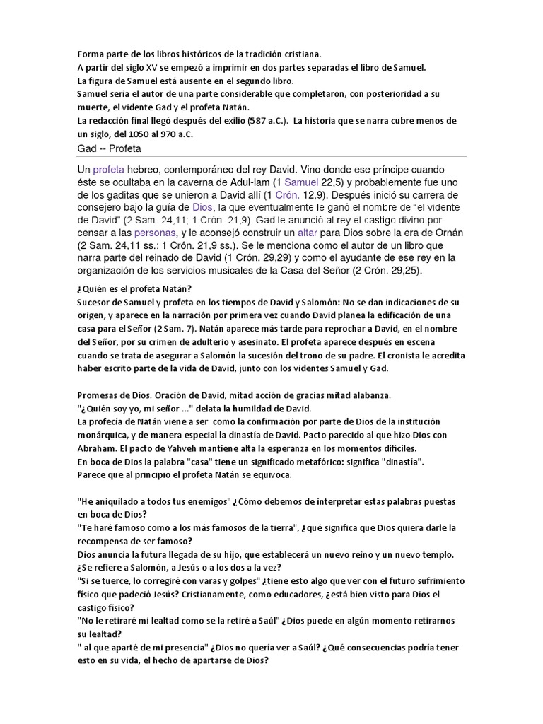 Profetas Gad y Natán en la historia bíblica | PDF | David | Profeta