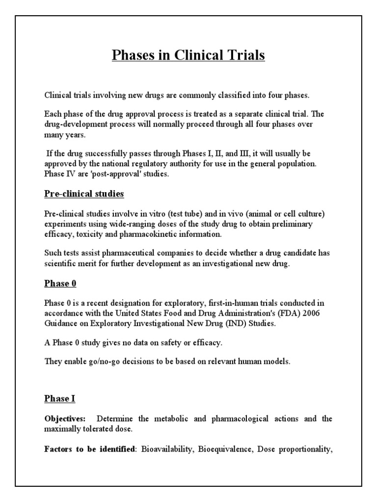 Phases in Clinical Trials | Download Free PDF | Phases Of Clinical ...
