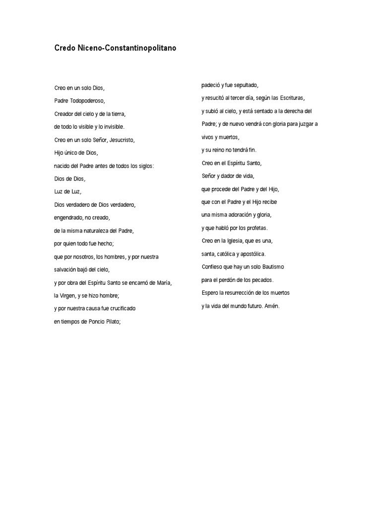 Credo Niceno Constantinopolitano | PDF