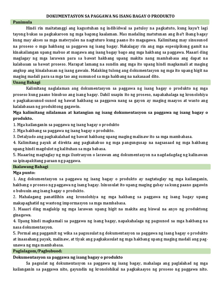 G2 - Dokumentasyon Sa Paggawa NG Isang Bagay o Produkto | PDF