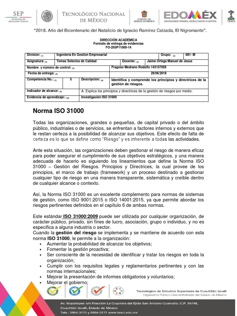 Iso 31000 | PDF | Organización internacional para la estandarización ...