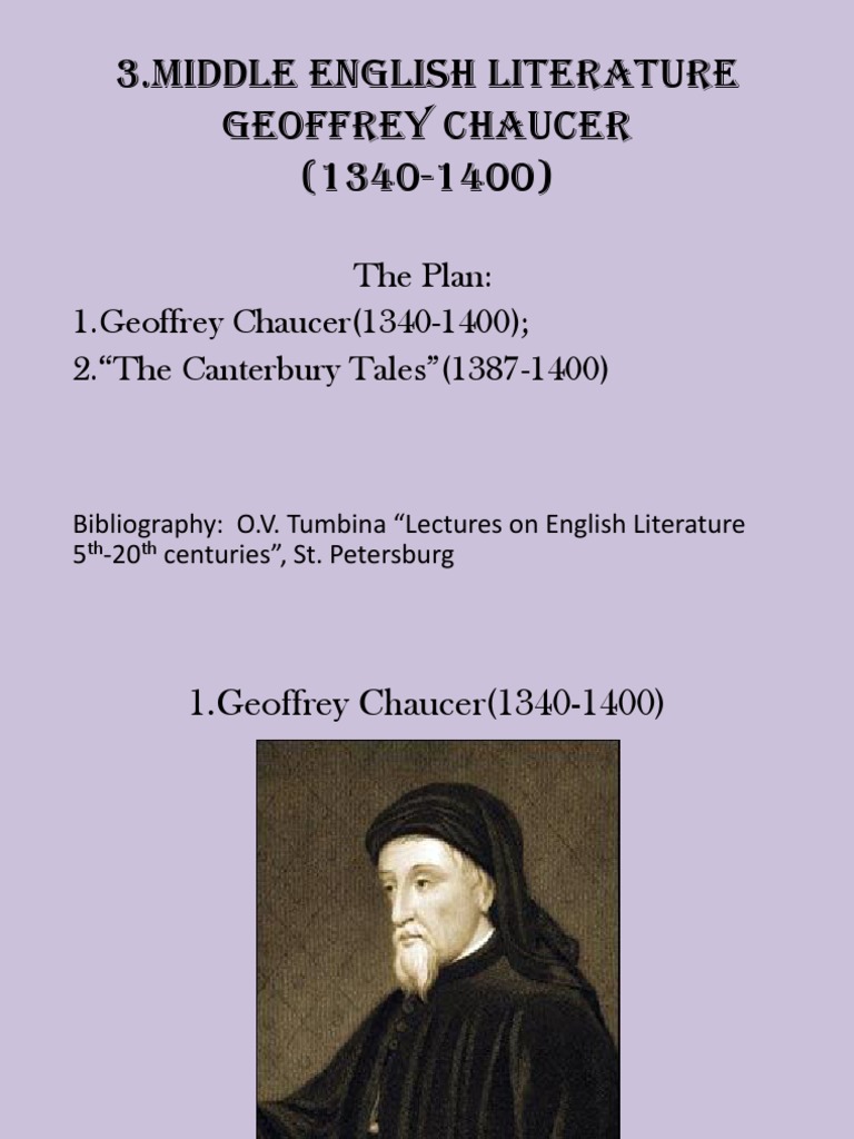 3.middle English Literature Geoffrey Chaucer | PDF | The Canterbury ...