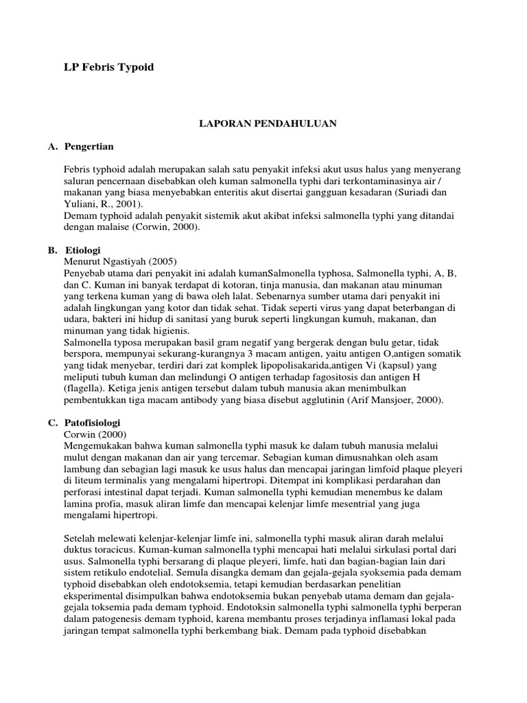 LP Febris Typoid | PDF | Pengembangan Diri