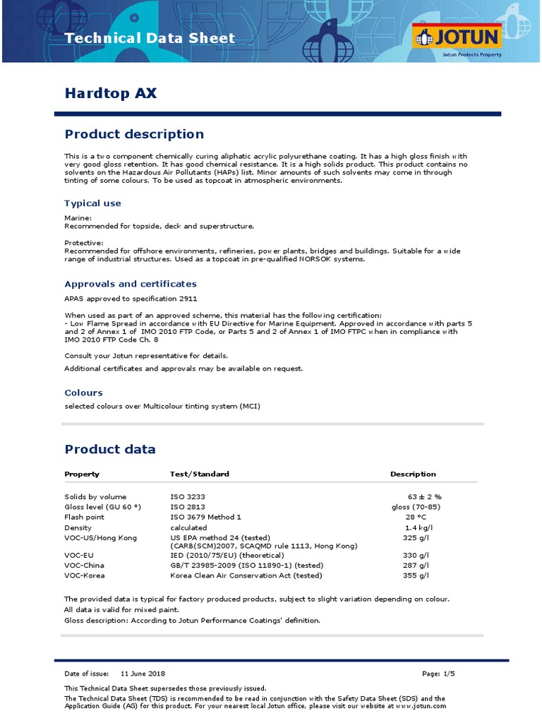 Hardtop AX Technical Data Sheet | Epoxy | Paint | Free 30-day Trial ...