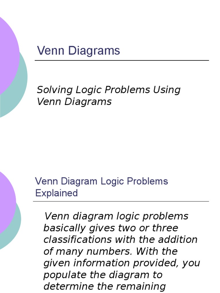 Venn Diagram Logic Problem Tutorial | PDF | Logic | Calculus