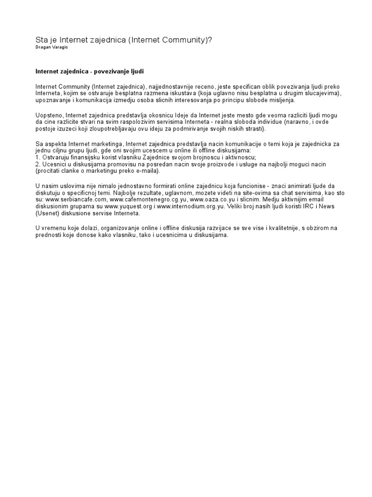 Sta Je Internet Zajednica | PDF
