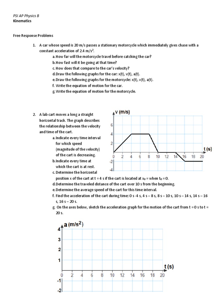 02kinematics Practice Free Response W - Answers | PDF | Projectiles ...
