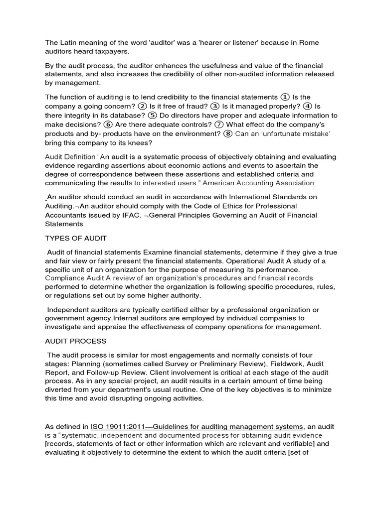 The Latin Meaning of The Word | PDF | Audit | Accounting And Audit