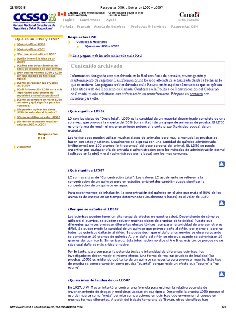 ¿Qué Es Un LD50 y LC50? | PDF | Toxicología | Ciencia medioambiental