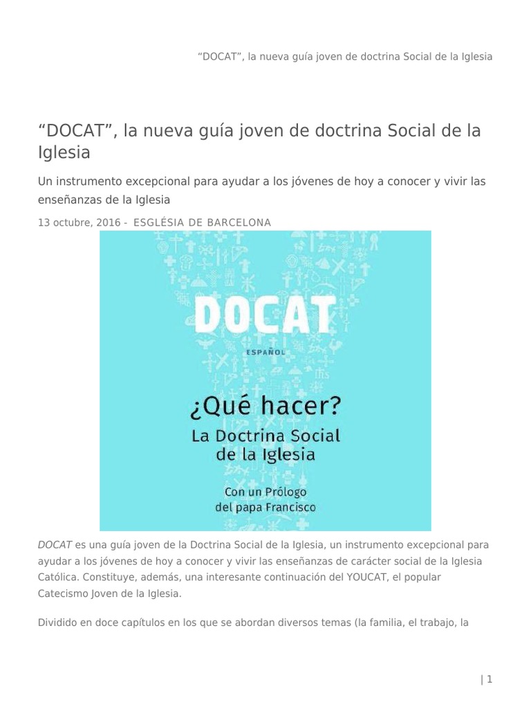 DOCAT: Guía Joven de Doctrina Social | PDF