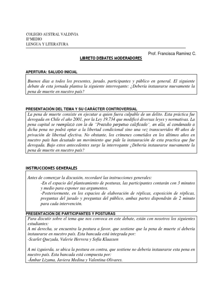 Libreto de Moderador | PDF | Pena capital | Cadena perpetua
