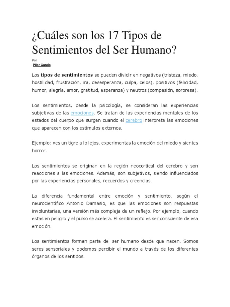 Cuáles Son Los 17 Tipos de Sentimientos Del Ser Humano | Ira | Las ...