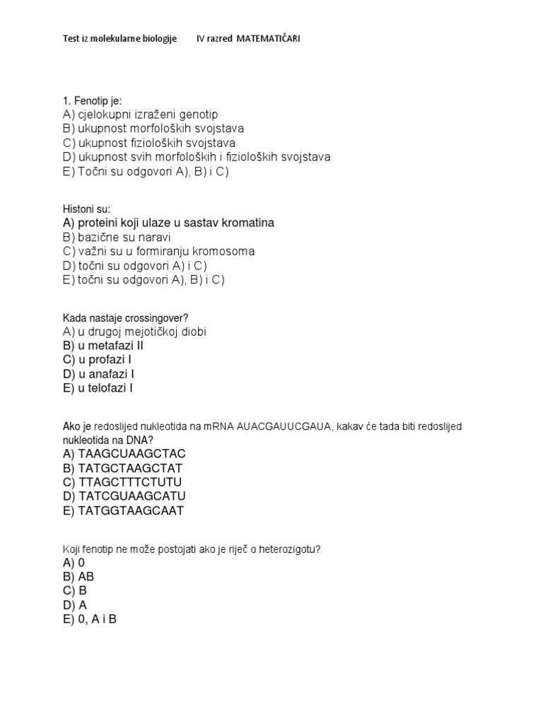 Zbirka Zadataka Iz Genetike | PDF