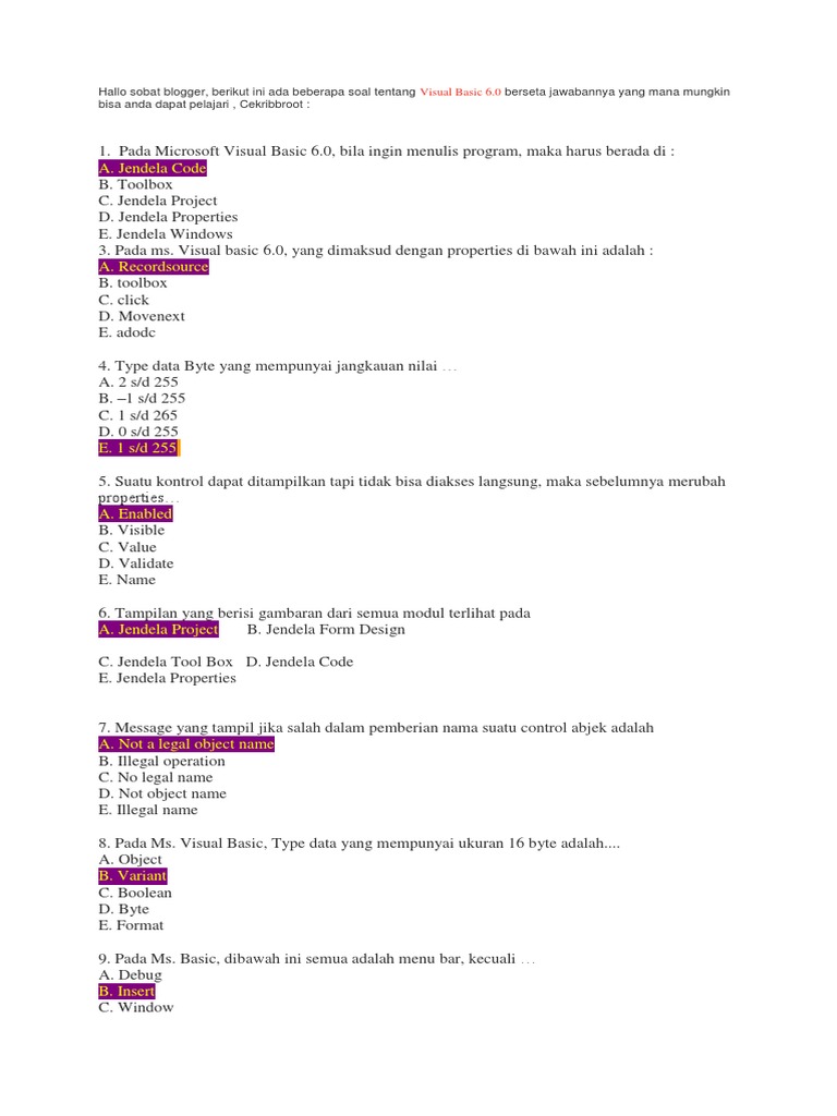 Soal Visual Basic | PDF