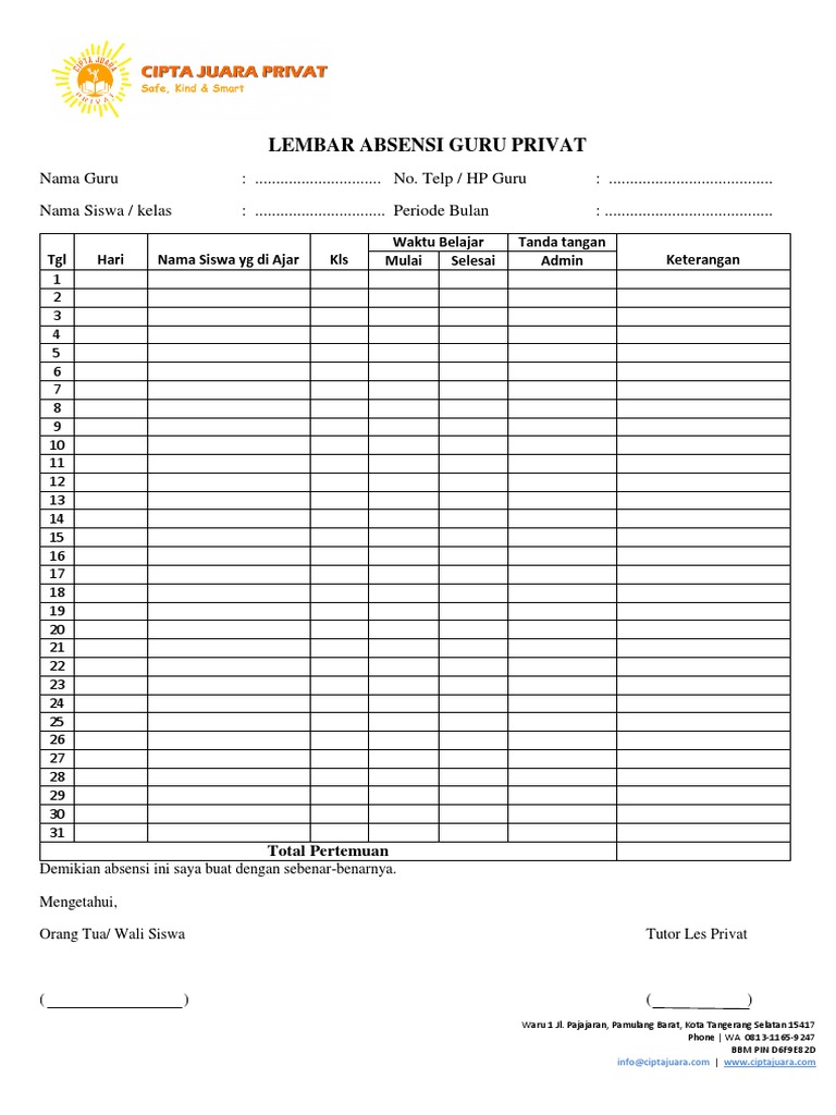 Absensi Guru | PDF