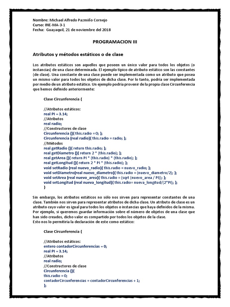 Metodos Estaticos | PDF | Objeto (informática) | Áreas de informática Metodos Estaticos | PDF | Objeto (informática) | Áreas de informática
