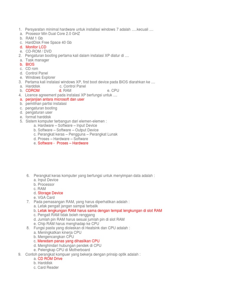 BHN Soal KJD | PDF | Komputer
