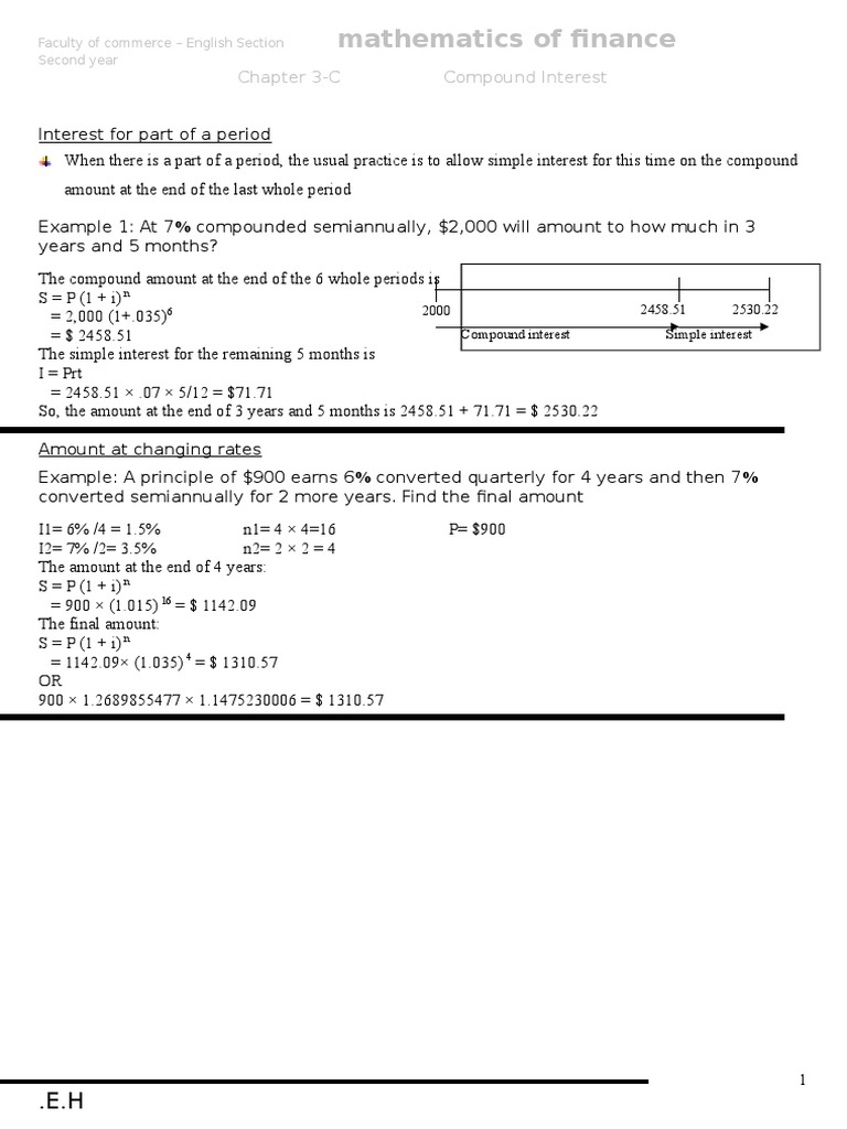 Mathematics of Finance: Chapter 3-C Compound Interest | PDF | Compound ...