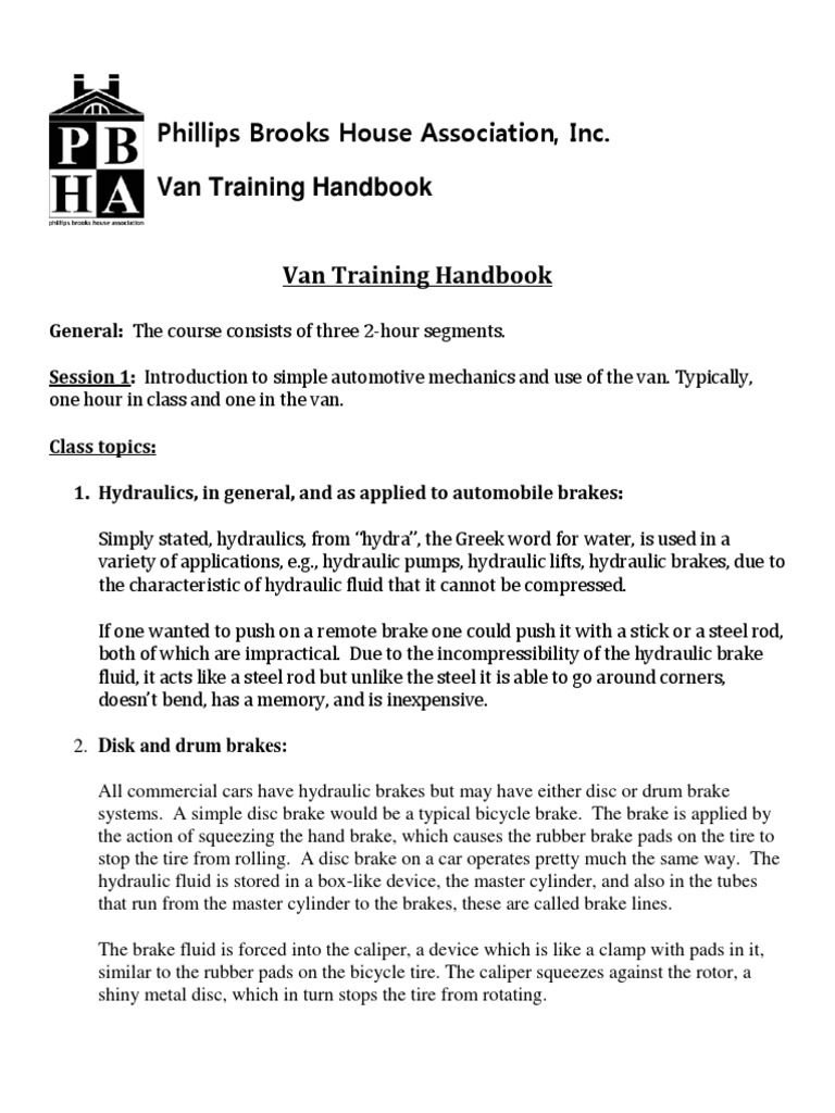 Van Training Handbook | Download Free PDF | Brake | Anti Lock Braking ...
