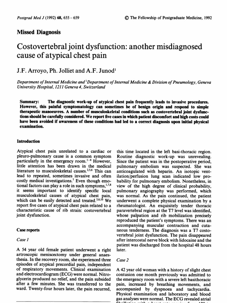 Cos To Vertebral Joint Dysfunction - Another Misdiagnosed | PDF ...