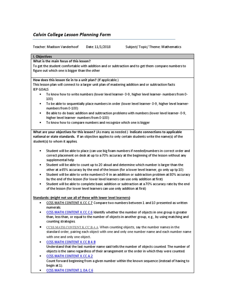 General Lesson Plan For 330 | Download Free PDF | Equations | Knowledge