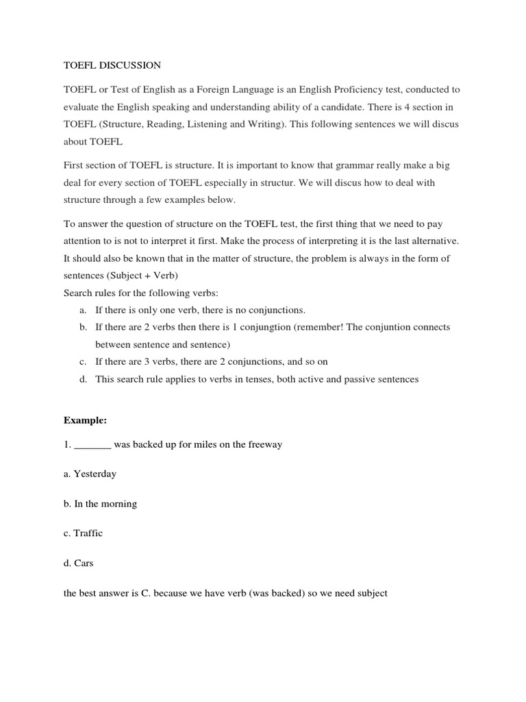 Toefl Discussion: Example | PDF | Test Of English As A Foreign Language ...