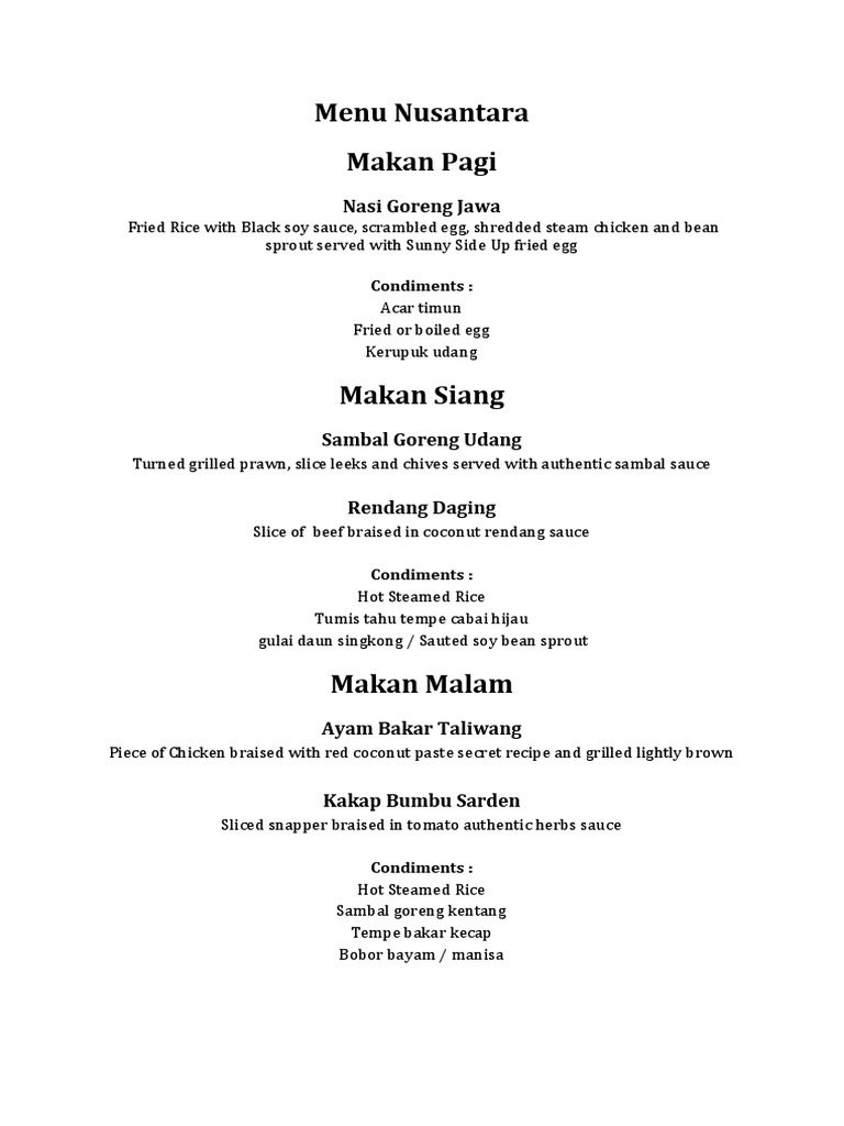 PP.4.No4.Menu Pilihan VIP | PDF | Indonesian Cuisine | Eating Behaviors ...