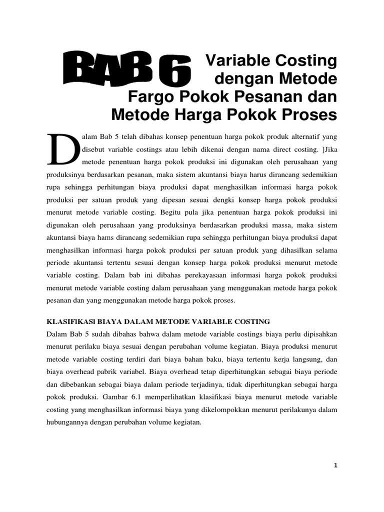 BAB 6 Variable Costing | PDF