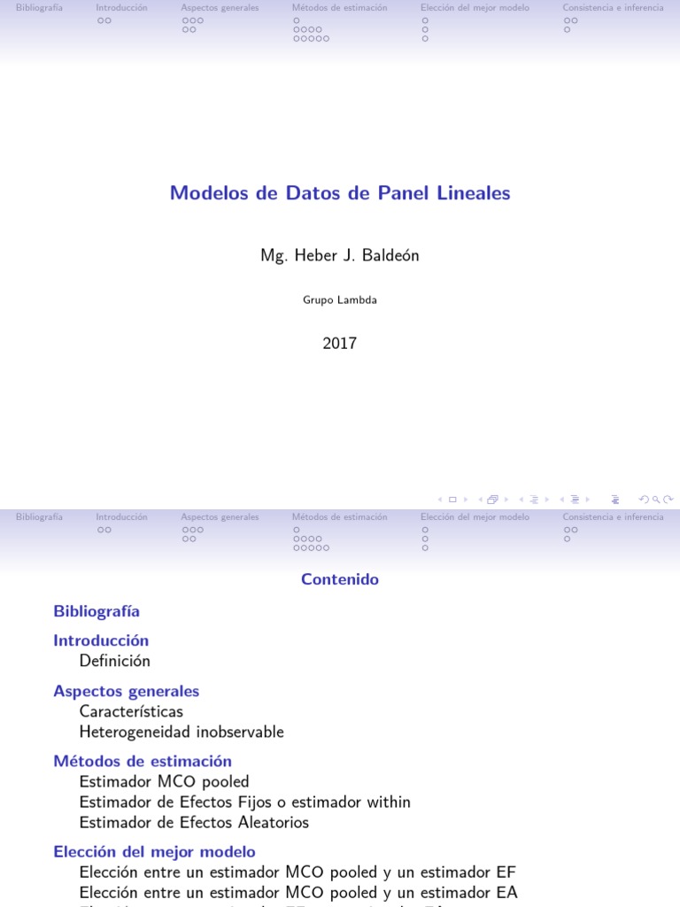Modelos de datos de panel lineales: aspectos generales, métodos de estimación y elección del ...